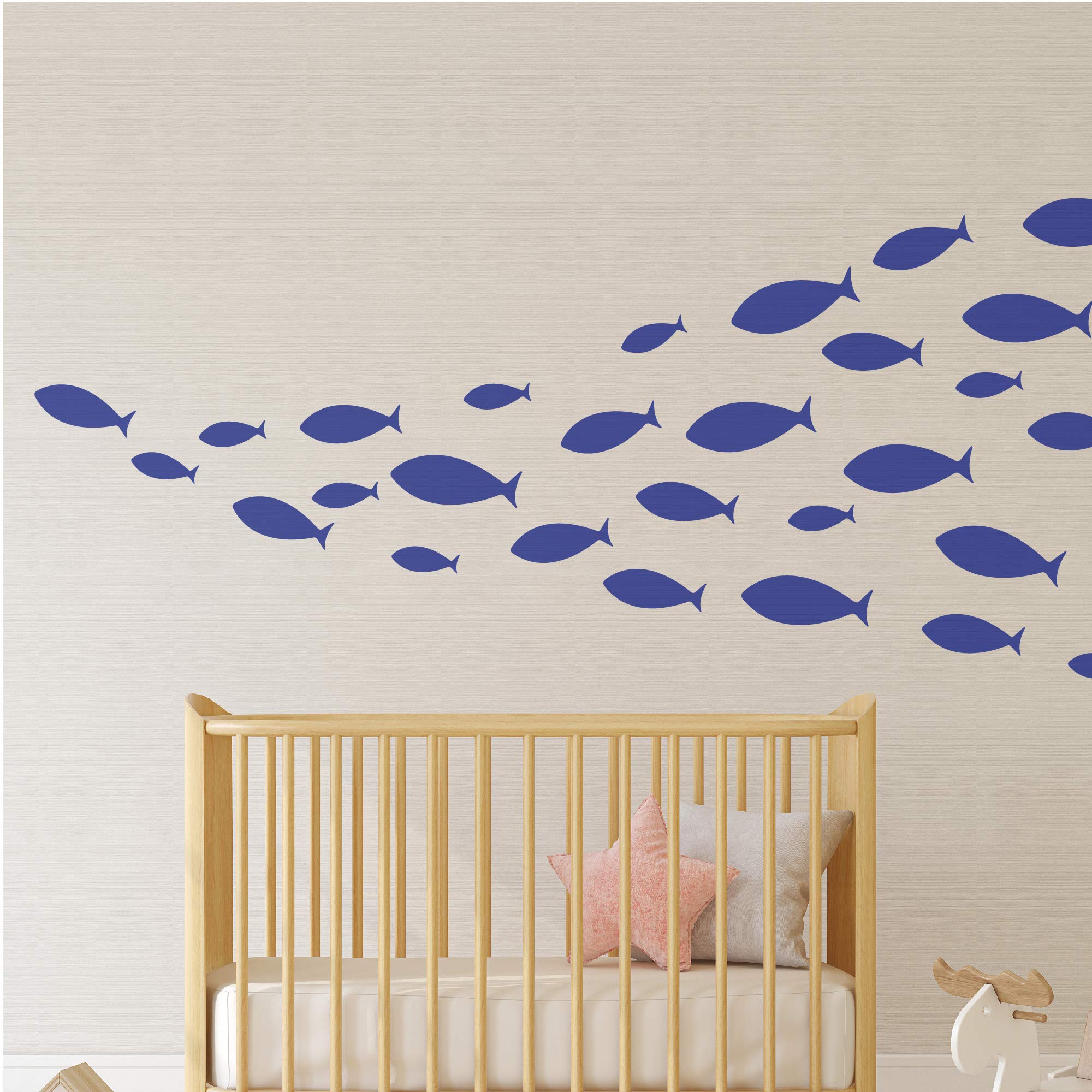 Ocean Fish Wall Decal- Under The Sea Vinyl Wall Stickers for Kids Room Bedroom Bathroom Nursery Decor-Teal