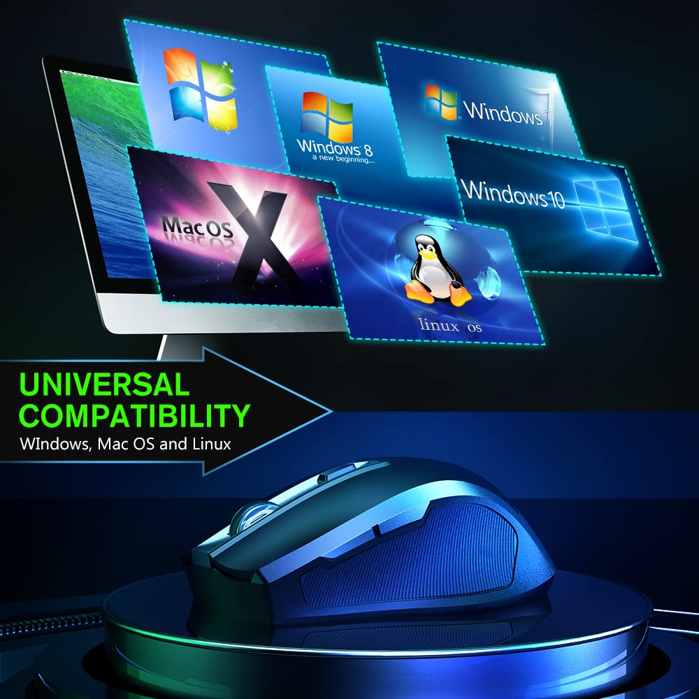 WolfLawS KM-4 Wireless Gaming Mouse, Computer Mouse USB Cordless Mice for PC Laptop, Ergonomic Optical Mouse with 6 Silent Buttons, 3 Adjustable DPI, Nano Receiver, Plug & Play for Windows -Black