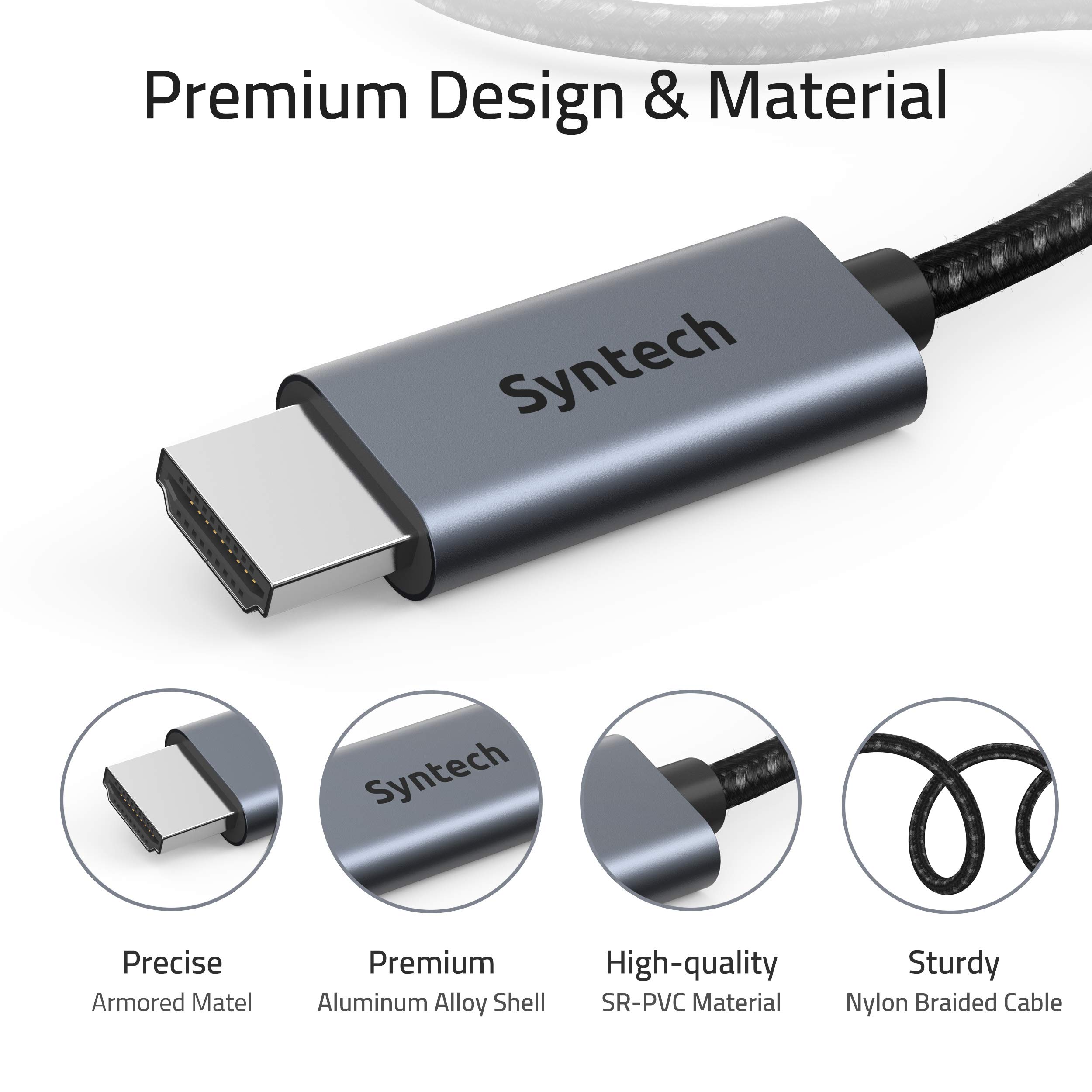 Syntech 4K HDMI Cable 10ft (2-Pack), High Speed 18Gbps HDMI 2.0 Cable, 4K@60Hz HDR, 3D, 2160P, 1080P, Ethernet, HDCP 2.2, ARC, Compatible with MacBook Pro 2021 14/16 inch, UHD TV, PC, PS5/PS4, Xbox