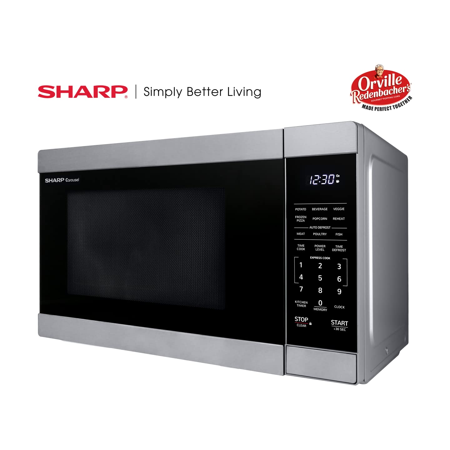 SHARP ZSMC1162HS Oven with Removable 12.4" Carousel Turntable, Orville Redenbacher's Certified, Cubic Feet, 1000 Watt Countertop Microwave, 1.1 CuFt, Stainless Steel