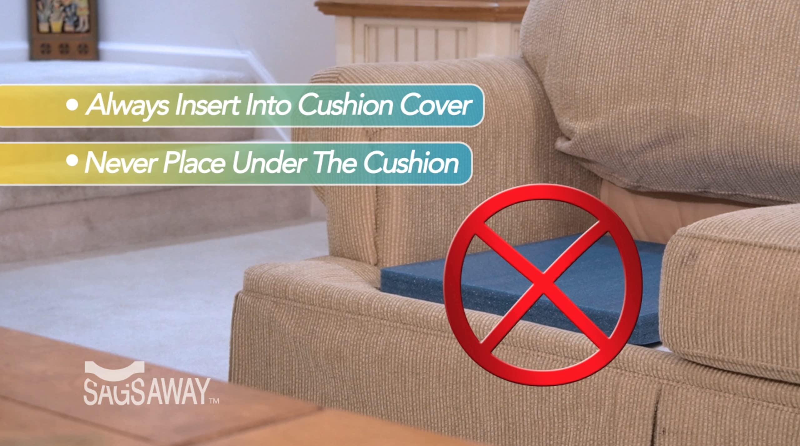 SagsAway New Improved 1.5in Thick Cushion Insert and .5in Posture Zone Insert for Immediate Lasting Support for 1 Saggy Seat. Patented Military Grade Foam Adds Thickness, Delay Replacing Furniture