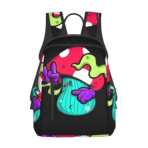 Supdreamc Men Women Durable Polyester Trippy Mushroom Psychedelic Trip Art Daypack Big Capacity Shoulder Bag With Smooth Zippers for Hiking Work Walking Cycling