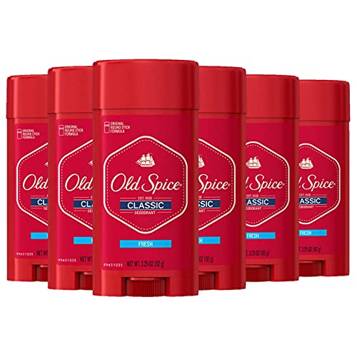 Old Spice Aluminum Free Deodorant for Men Classic Fresh Stick, 3.25 Oz (Pack of 6)
