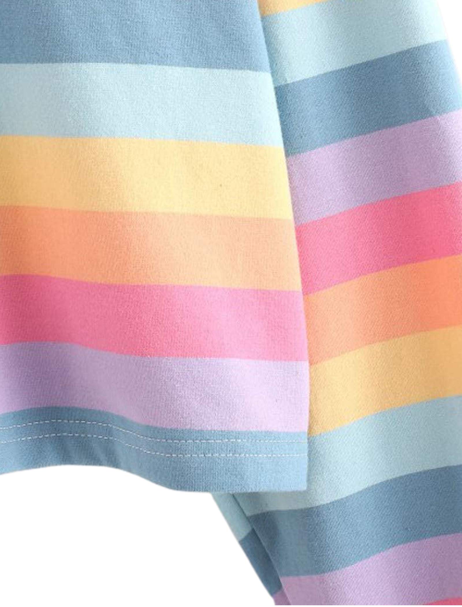 Remidoo Women's Collared Half Button Long Sleeve Striped Crop Top Sweatshirt Pink Small