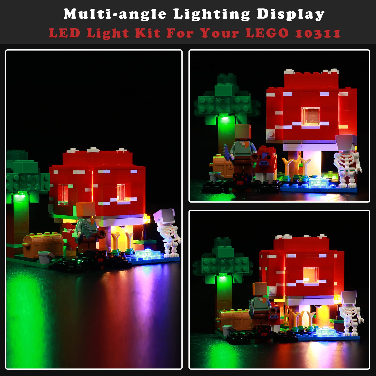 Xunsan LED Light Kit for Lego Minecraft The Mushroom House 21179 Building Blocks, Lighting Kit Designed for Lego 21179 Set, Standard Version - NOT Included Lego Model