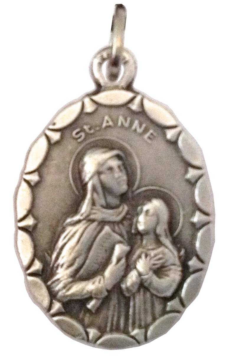 SAINT ANNE (MOTHER OF THE MOST HOLY VIRGIN MARY) OVAL SHAPE MEDAL - 100% MADE IN ITALY