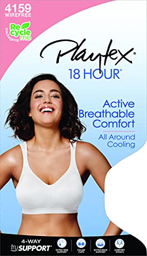 Playtex Women's 18 Hour Active Breathable Comfort Wireless Bra US4159