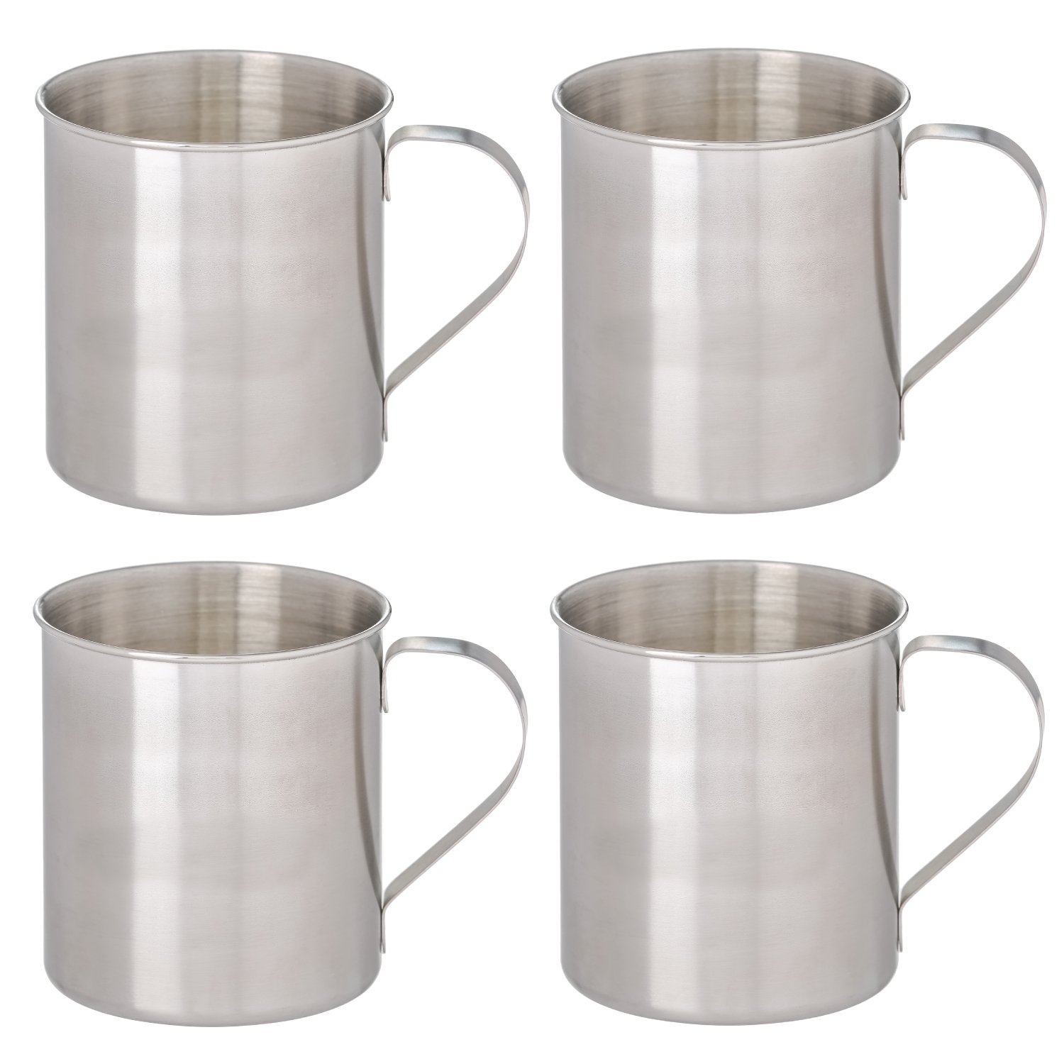 Thirsty Rhino Seles, Stainless Steel Moscow Mule Mug, Brushed Silver Finish, 12 oz (Set of 4)