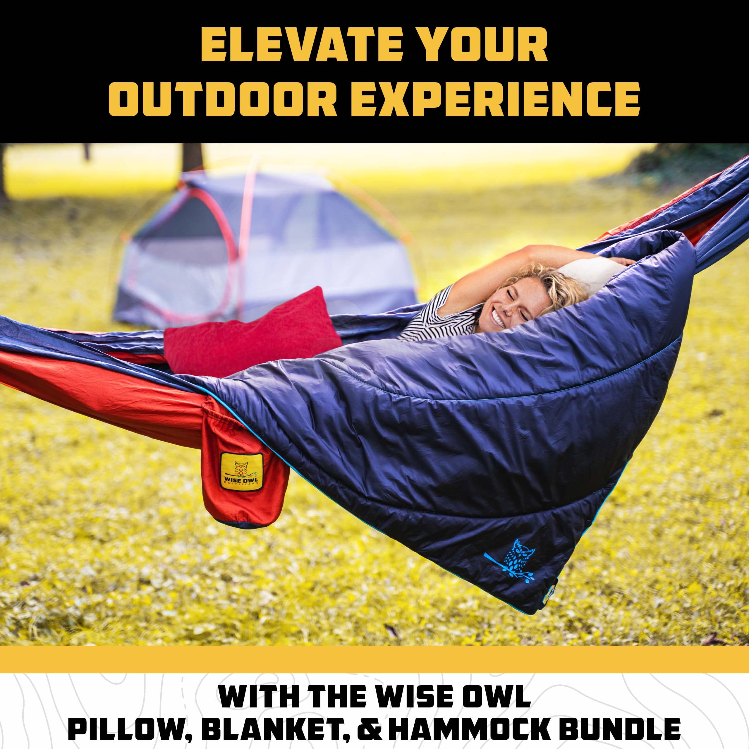 Wise Owl Outfitters Camping Hammock with Camping Pillow & Blanket - Waterproof Camping Accessories & Backpacking Gear, Camping Gear Must Haves - Black