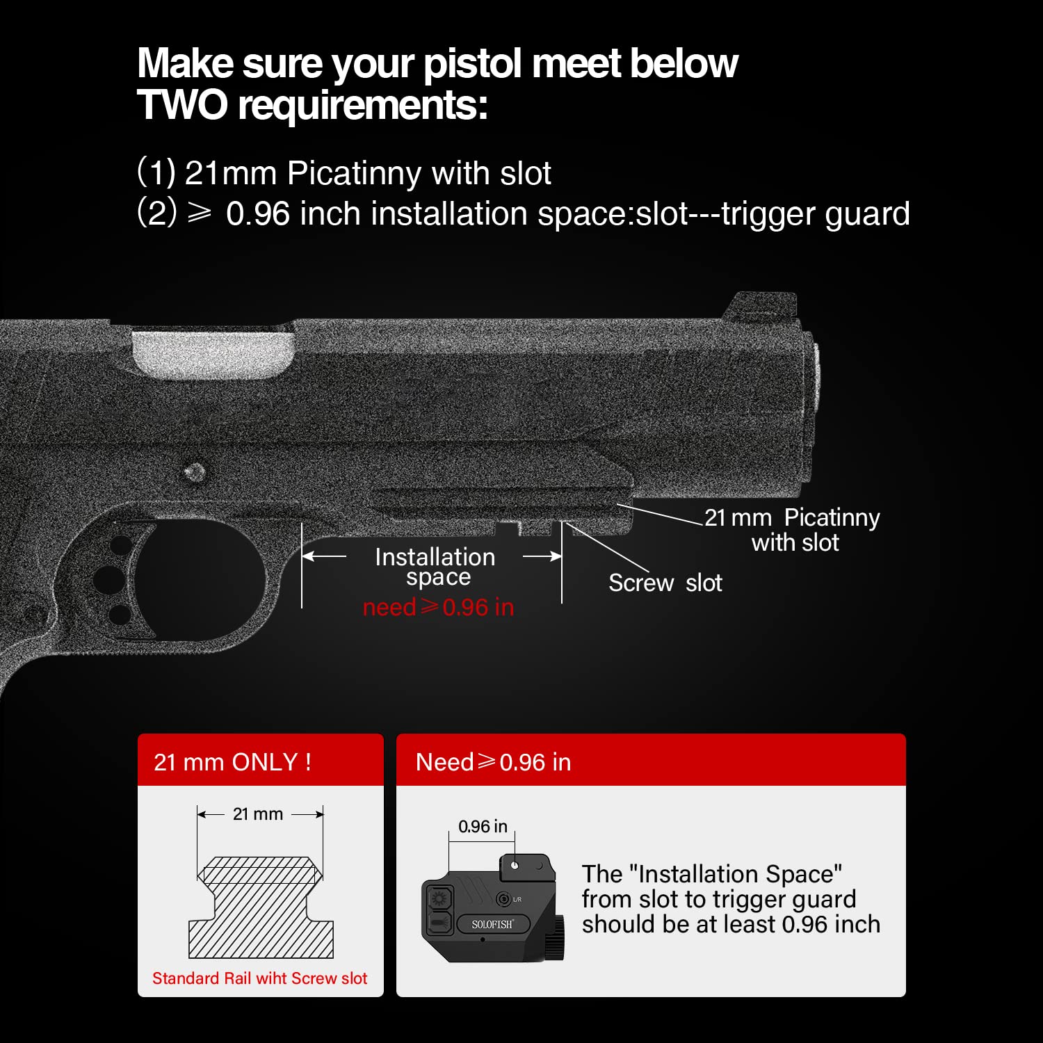 SOLOFISH 500 Lumens Pistol Light with Purple Green Laser Sight and Strobe Tactical Flashlight Combo, Rechargeable Weapon Light and Beams for Guns/Handguns W/a Rail
