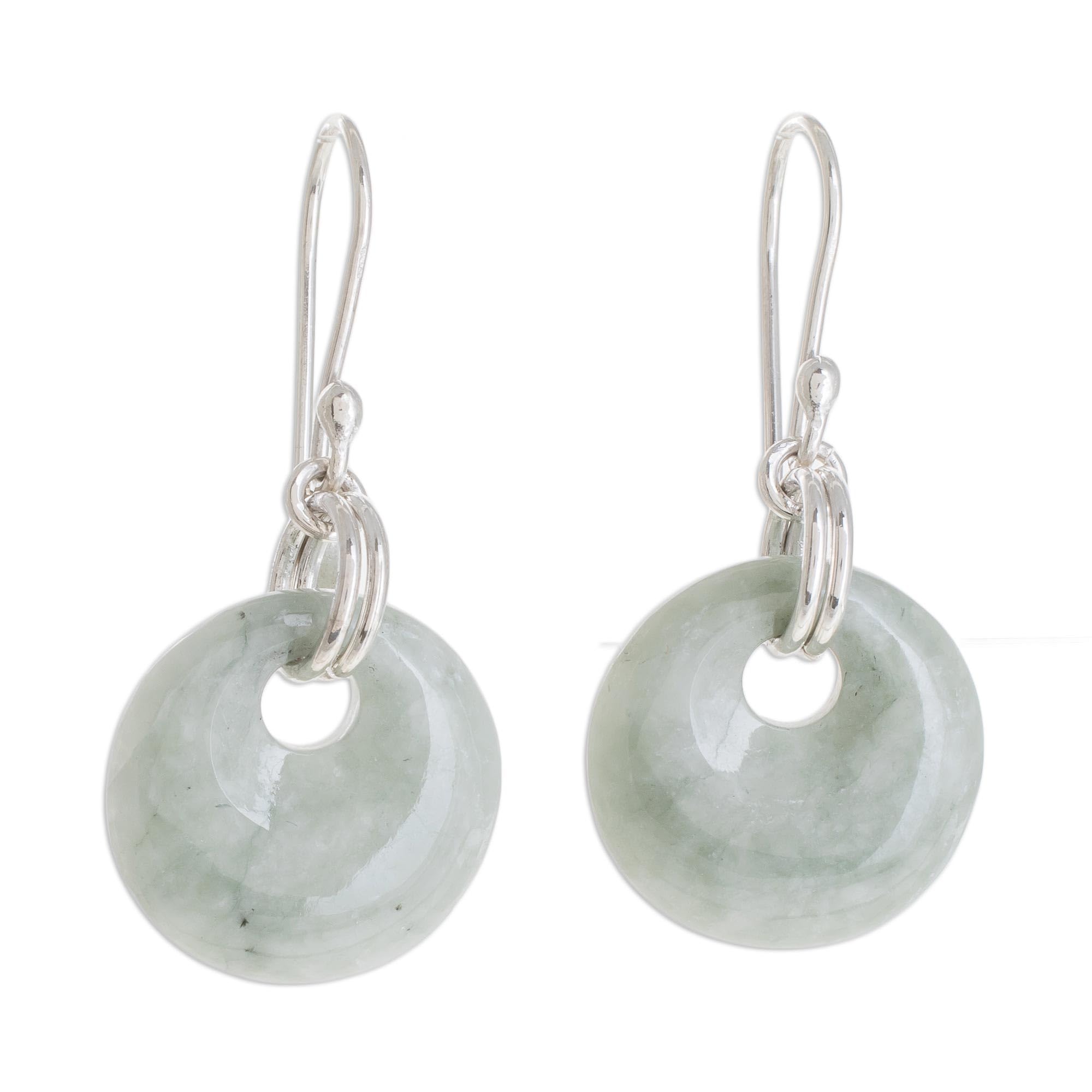 NOVICA Artisan Handmade Jade Dangle Earrings Unique .925 Sterling Silver Green Guatemala 'Maya Memory'
