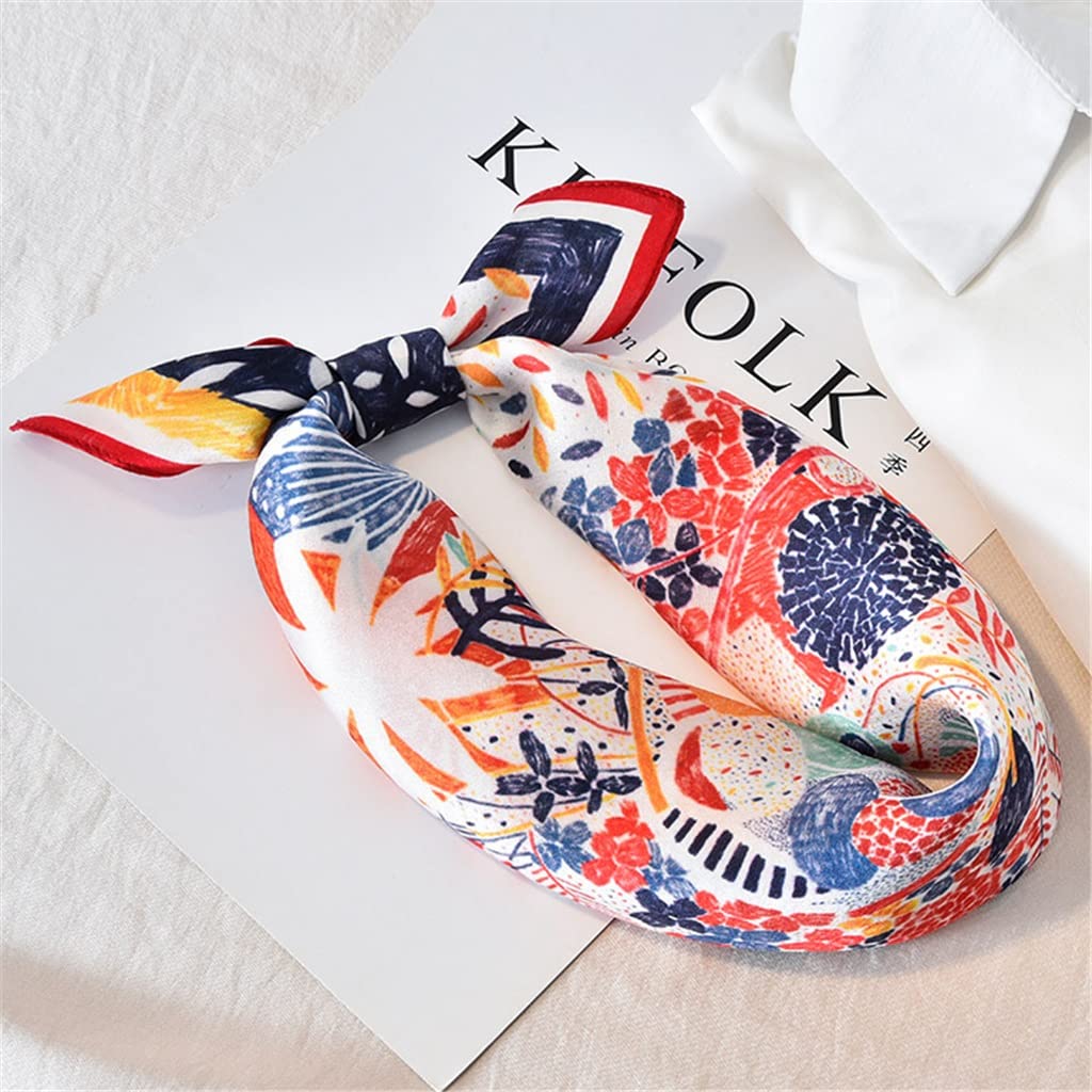 XWWDP Spring and Autumn Thin Silk Small Square Scarf Women's Small Neck Scarf Silk Scarf (Color : A, Size : One Size)