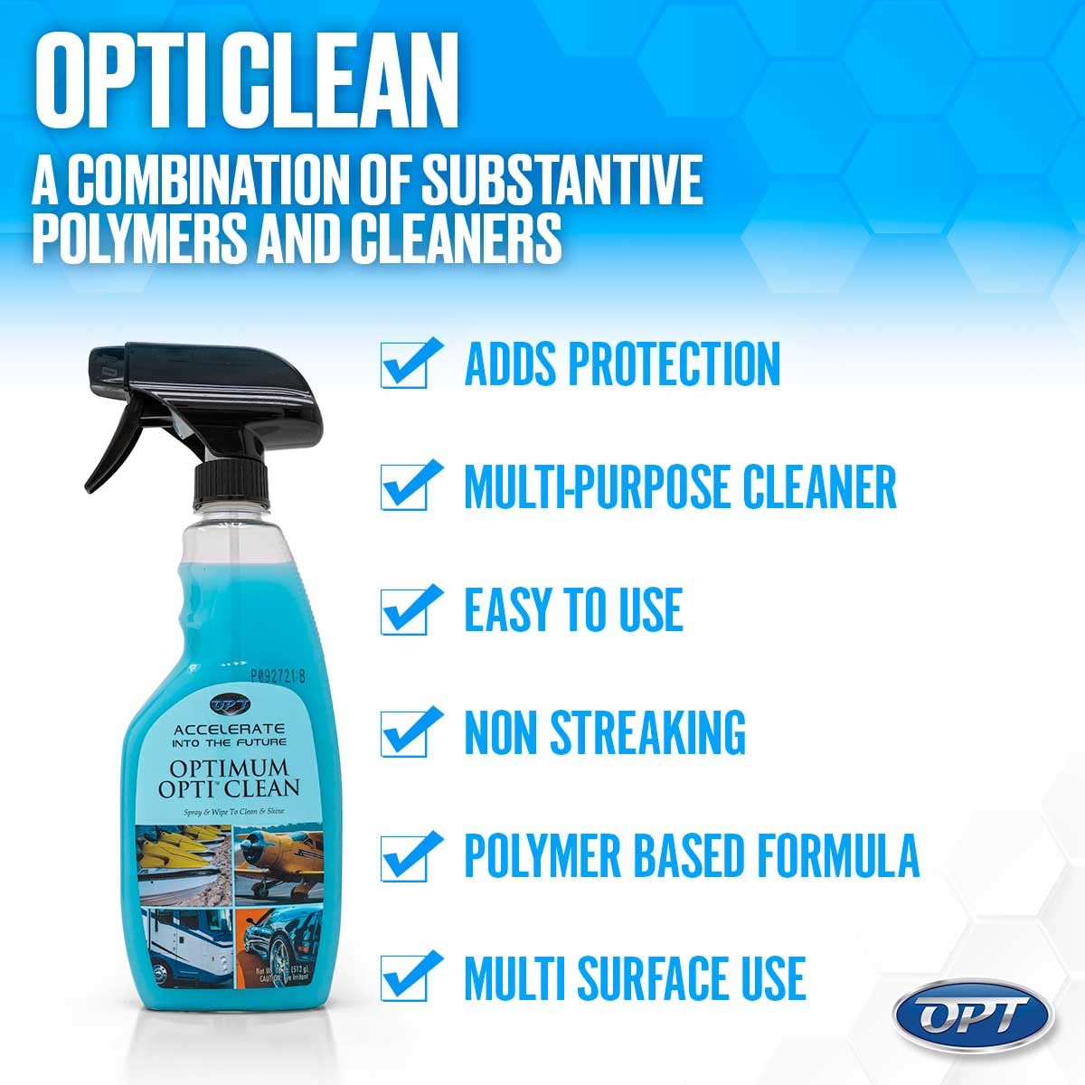Optimum Opti-Clean Waterless Wash and Protect - Ready to Use Waterless Car Cleaning Spray and Polymer Protection (18 oz)