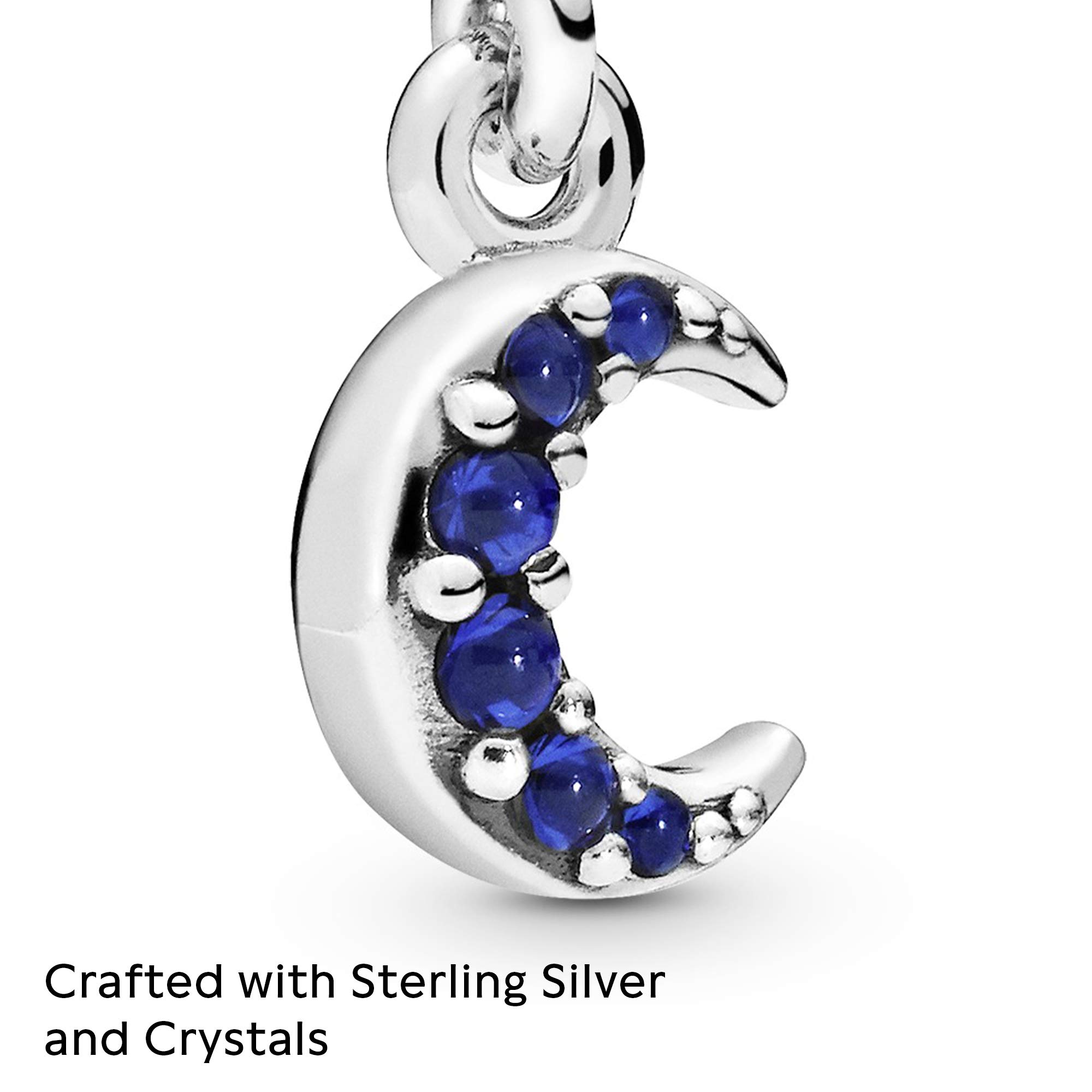 Pandora ME Compatible Charm Jewelry | Crescent Moon Crystal Dangle Charm | Sterling Silver | Fits Pandora ME Series Bracelets Only | True Blue