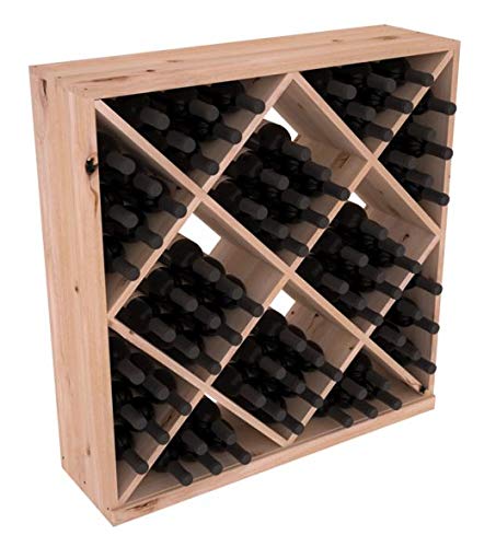 Wine Racks America® InstaCellar Diamond Cube Wine Rack - Durable and Expandable Wine Storage System, Knotty Alder Unstained - Holds 82 Bottles