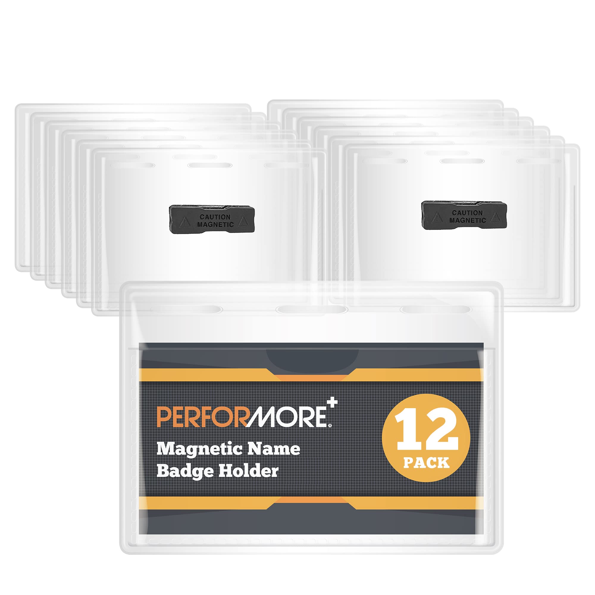 Performore 12 Pack of Magnetic Name Badge Holders, 4x3 Inch Horizontal Tag for Conventions, Exhibitors, Events - Vaccine Card Holder Protector for CDC Immunization Record