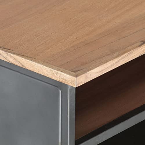 QJBSAVVA Coffee Table Gray 35.4"x19.7"x13.8" Solid Acacia Wood,Entrance Table Tray Tables Center Table Low Table Suitable for Meeting Rooms, Reception Rooms, Offices