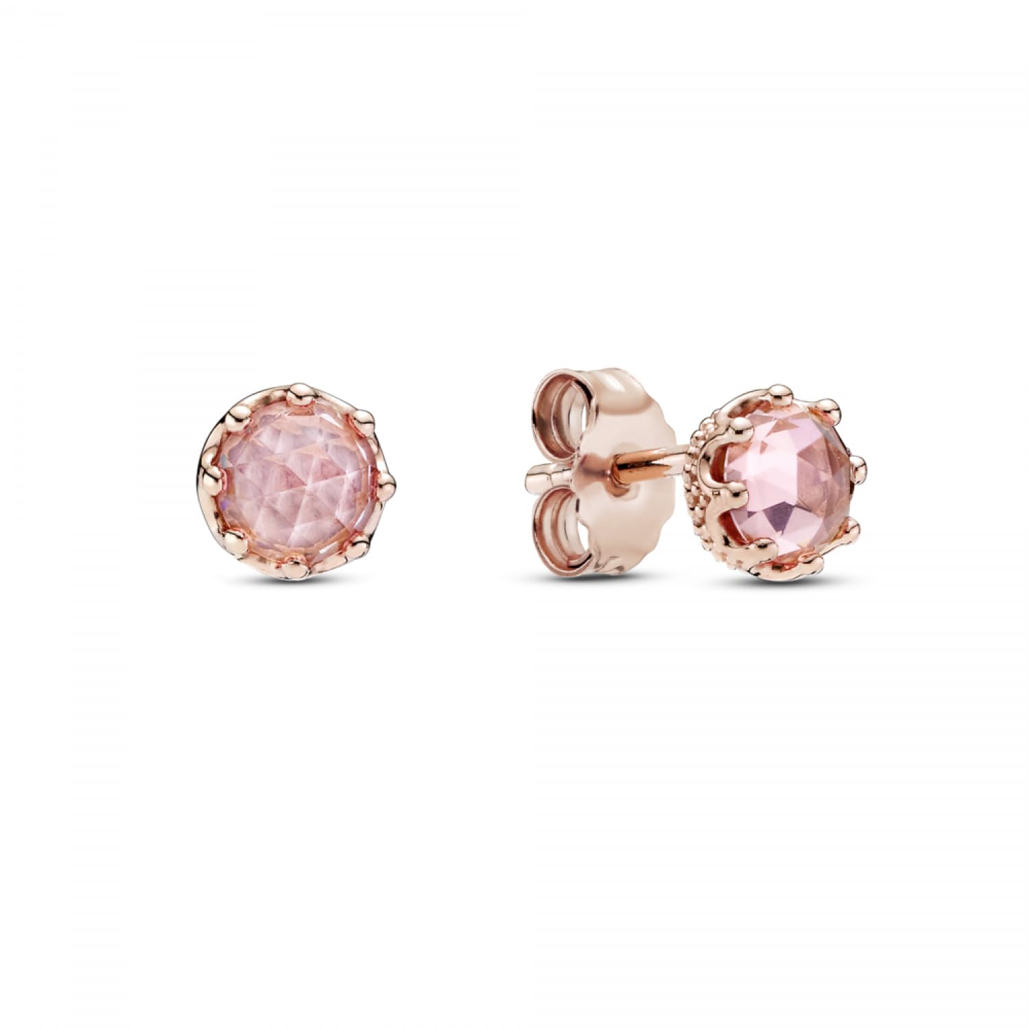 PANDORA Pink Sparkling Crown Stud Earrings - Great Gift for Her - Stunning Women's Earrings - 14k Rose Gold