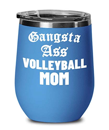 Volleyball Mom Wine Tumbler - Funny For Women Moms Sisters Aunts Daughters - Stemless Insulated With Lid GR8ESY