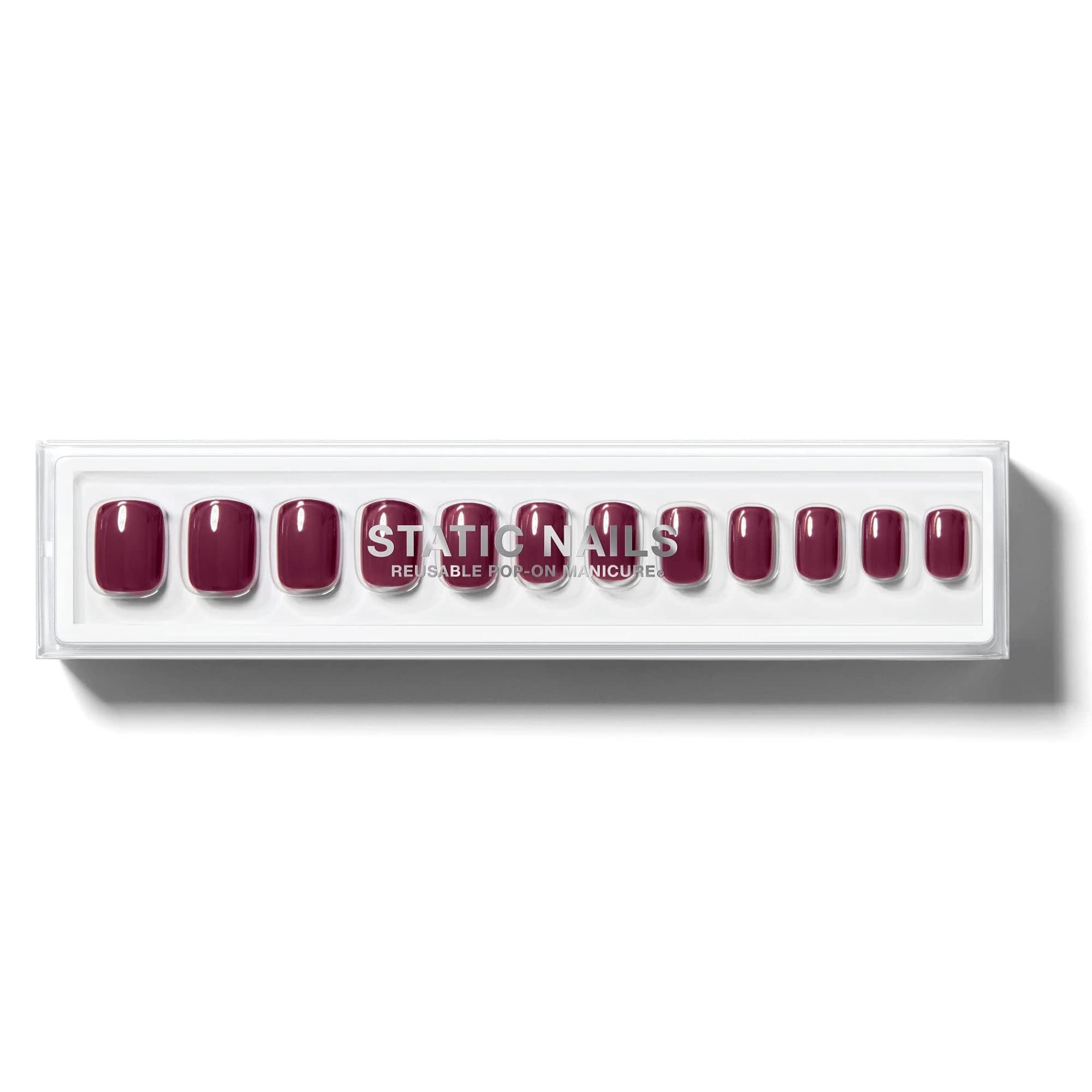 Static Nails Reusable Pop-On Manicure Set, Non-Damaging Glue-On Nails (Meet Me In Paris Square) - False Nails with Static Nail Glue, Nail Set, Fake Acrylic Press On Nails