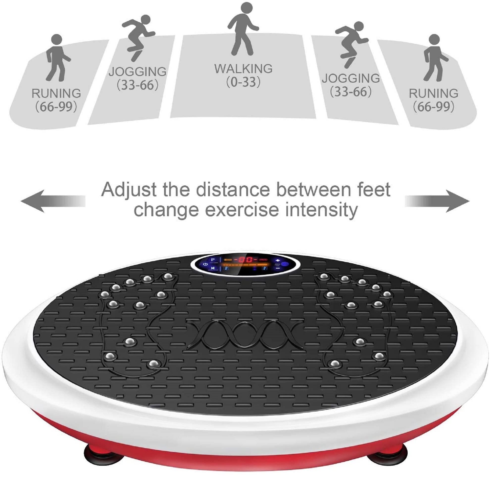 Real Relax Vibration Plate Exercise Machine Whole Body Workout for Home Strenuous Exercise for Weight Loss & Toning with Resistance Band, Remote Control and Support 330Ibs, Red & White