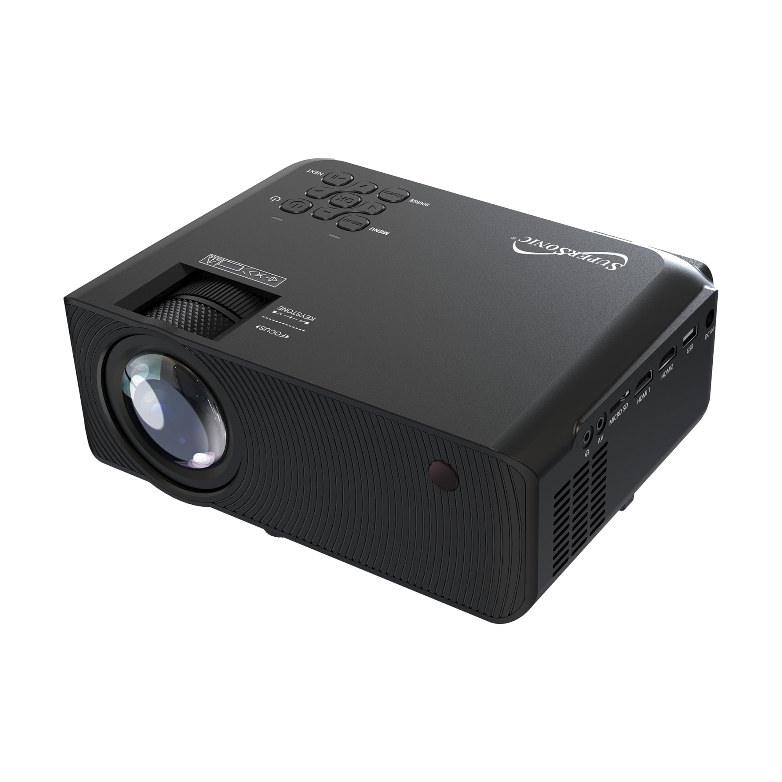Supersonic SC-82P KIT Home Theater Projector Kit with 100” Screen, 3.97” HD Bluetooth Protable Projector, Stunning True Colors & Sharp Images, 7000 Lumens, Bluetooth Sound Bars, 1080p Support