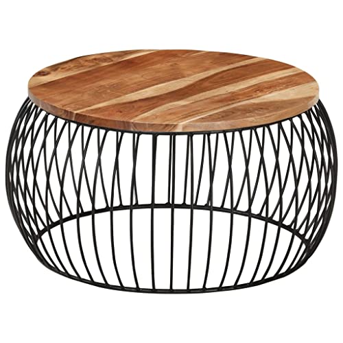 QJBSAVVA Coffee Table Ø26.8 Solid Acacia Wood,Bedside Tables Side Tables End Tables Entrance Tables Suitable for Meeting Rooms, Reception Rooms, Offices