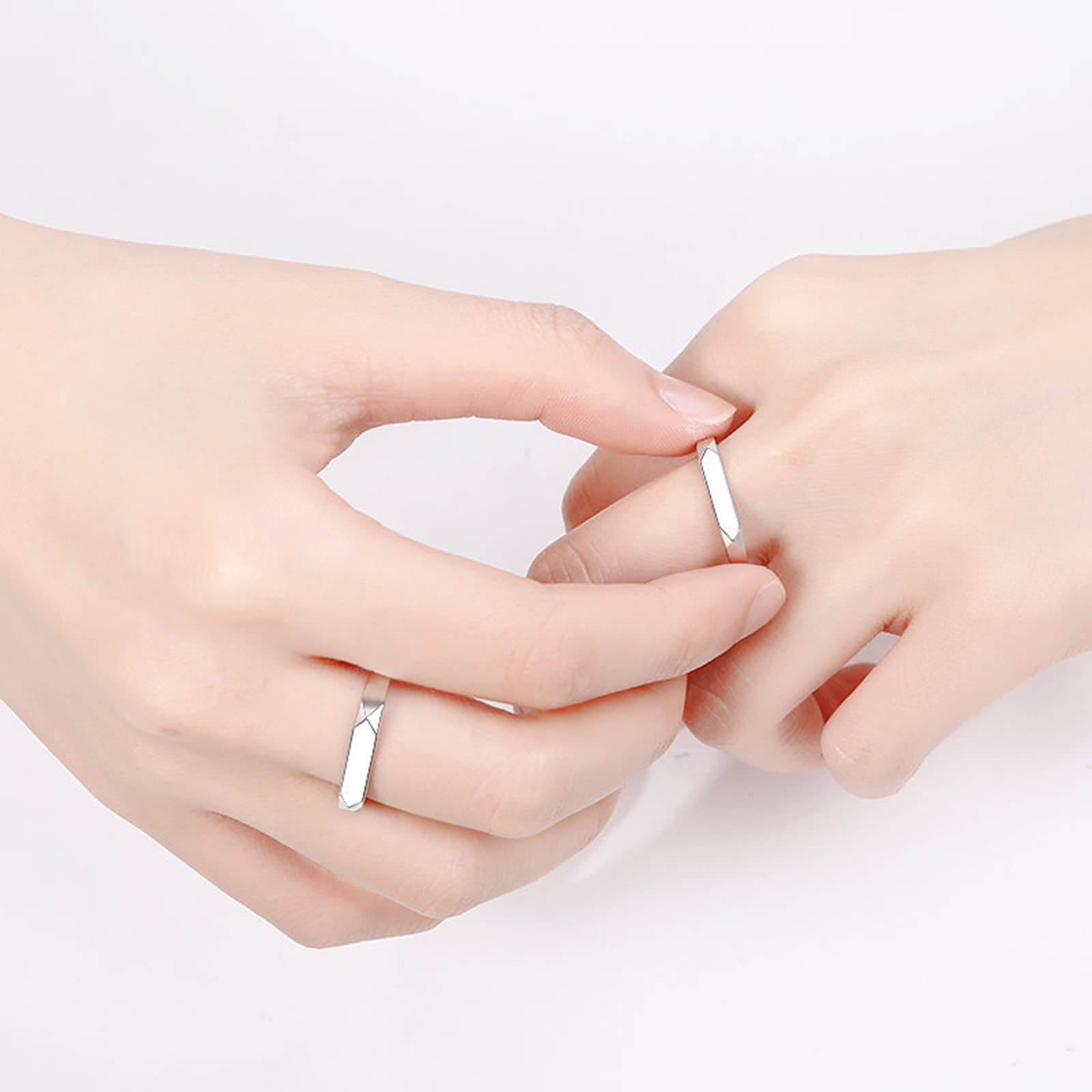 UMIERUI Promise Rings for Couples 925 Sterling Silver Couple Rings Set Engagement Wedding Ring Band Adjustable Couple Ring