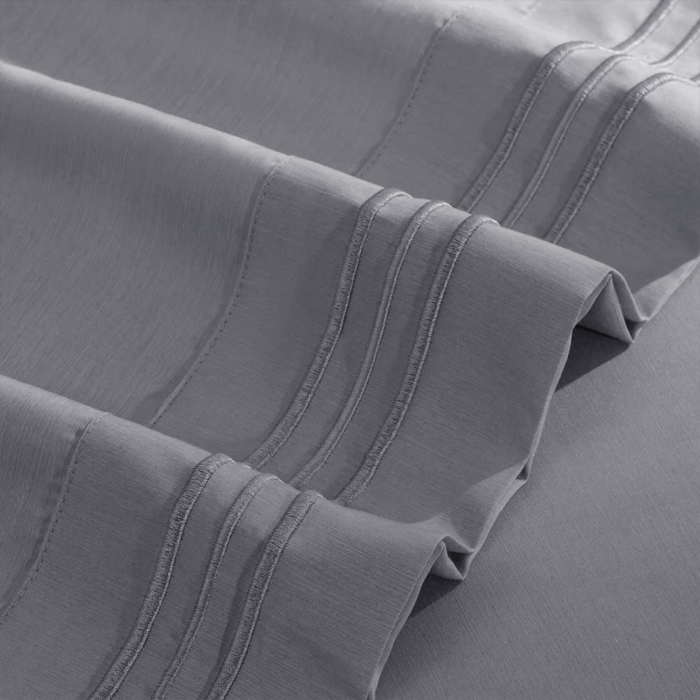SAKIAO 4PC New Bed Sheets Set (Queen, Grey)