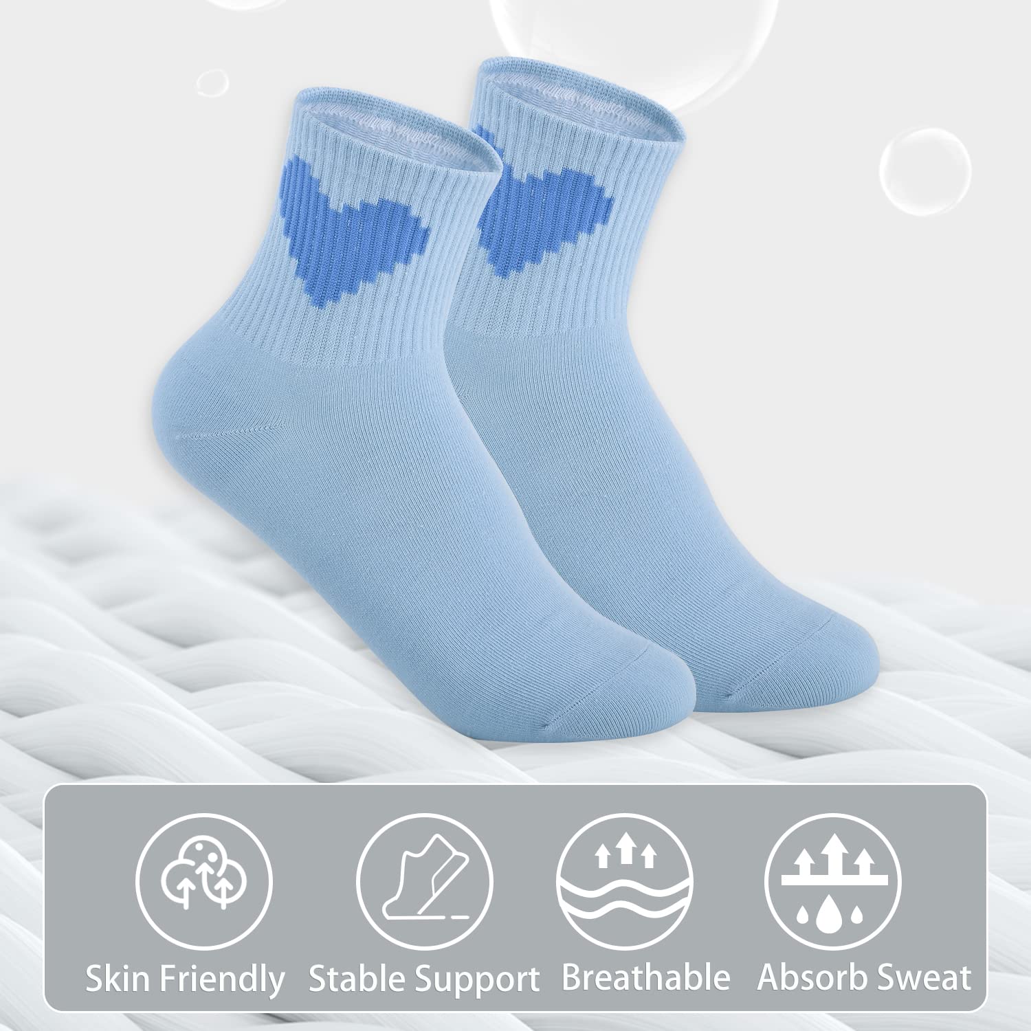 WKJHO Women's Combed Cotton Ankle Socks,5 Pairs Warm Soft Crew Socks for Women Athletic Running Socks Cute Outfit Socks