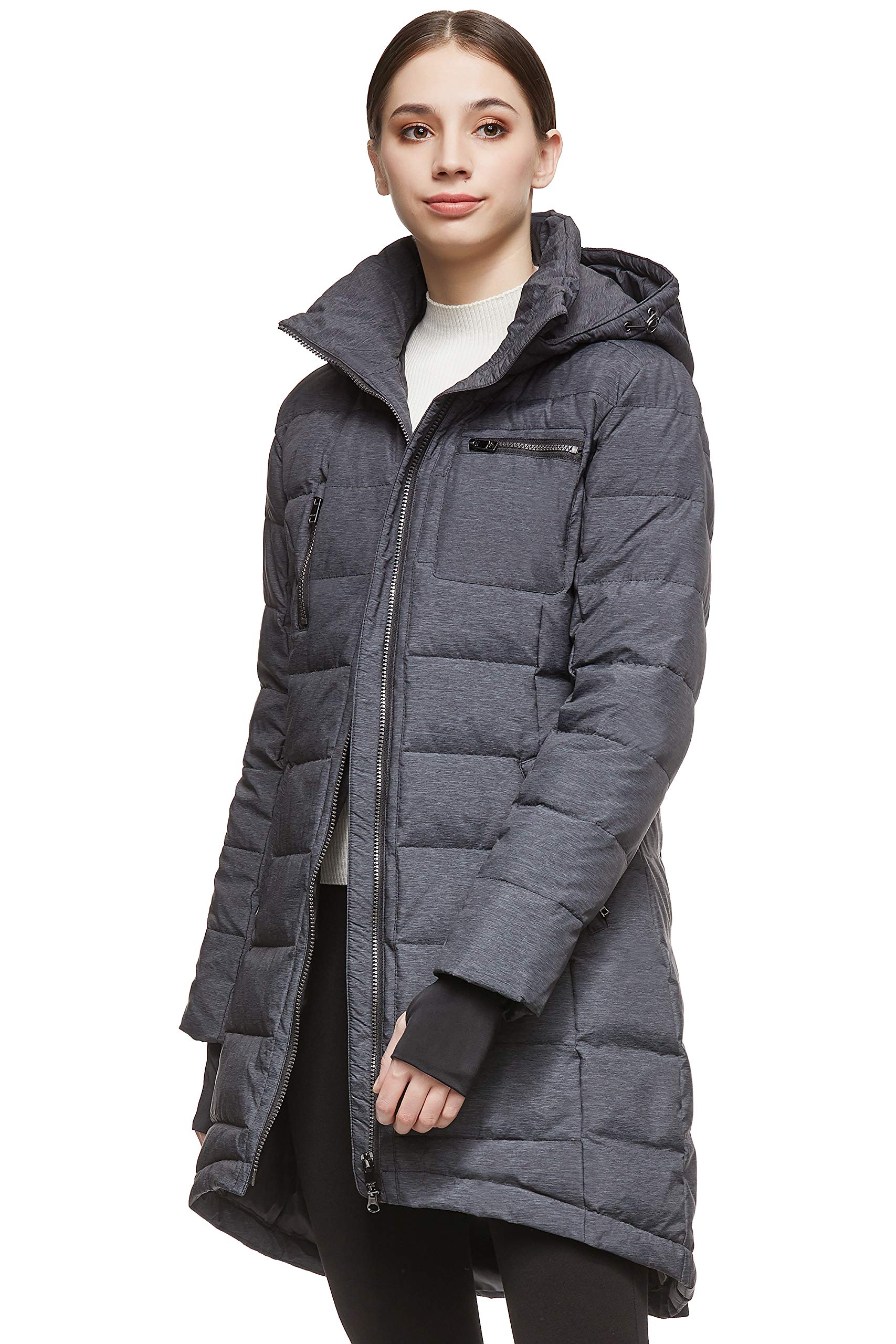 Orolay Women's Down Jacket Coat Mid-Length Darkgrey M