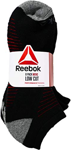 Reebok Mens Low-Cut Socks Performance Training 8 Pairs, Size 10-13 (Black)