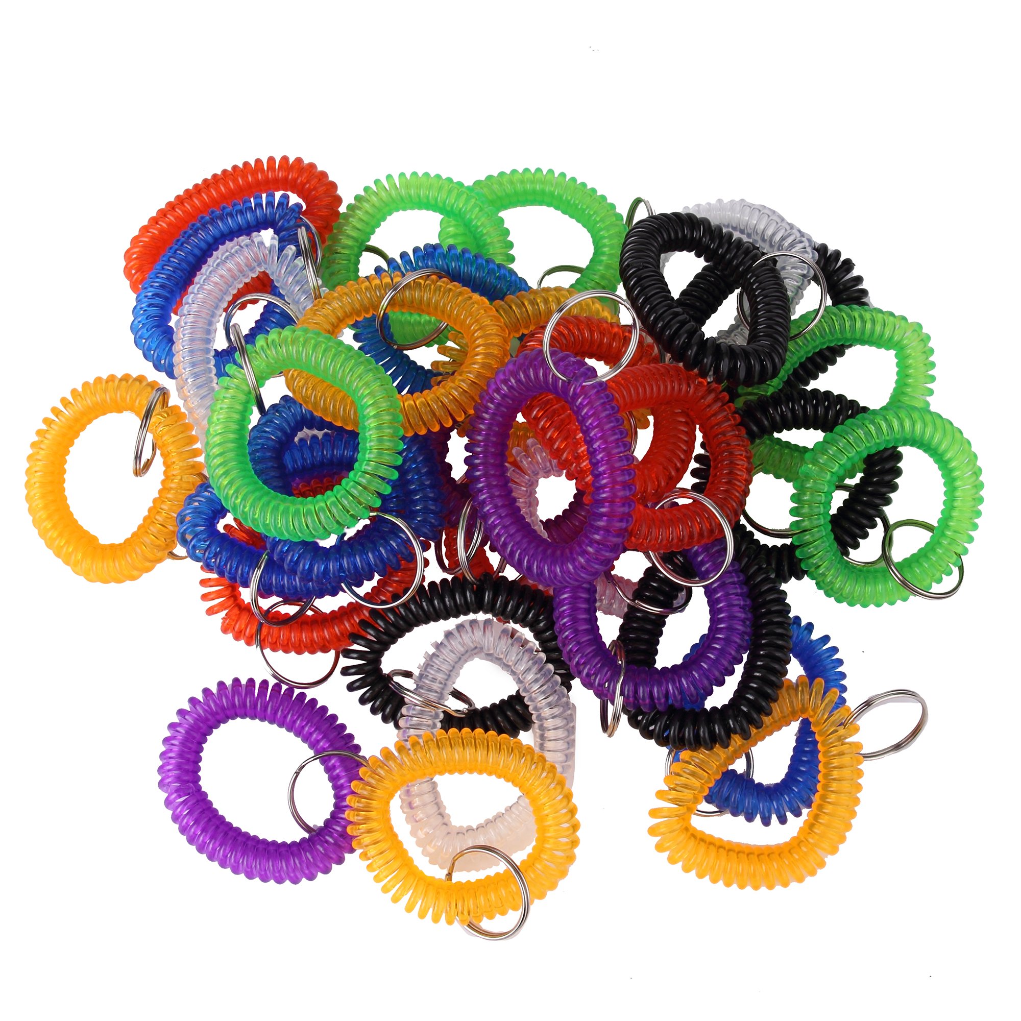 sansheng Pack of 70 Wrist Coil Keychain,Wrist Coil Key Ring,Stretchable Coil Keychain Bracelet,Plastic Coil Wrist Keychains(7 Colours)