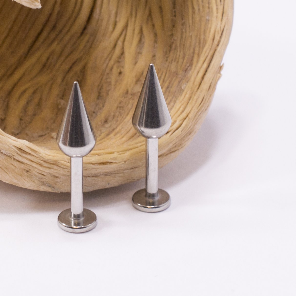 Pierce Plex Pair of Labret Monroe Jewelry Large Spike/Cone Design 16G 3/8" 10mm Lip, Tragus, Helix, Stud