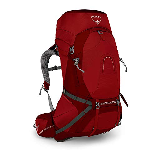 Osprey Atmos AG 50 Men's Backpacking Backpack, Rigby Red , Medium