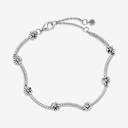 Pandora Sparkling Daisy Flower Bracelet, CZ Sterling Silver, 7.9"