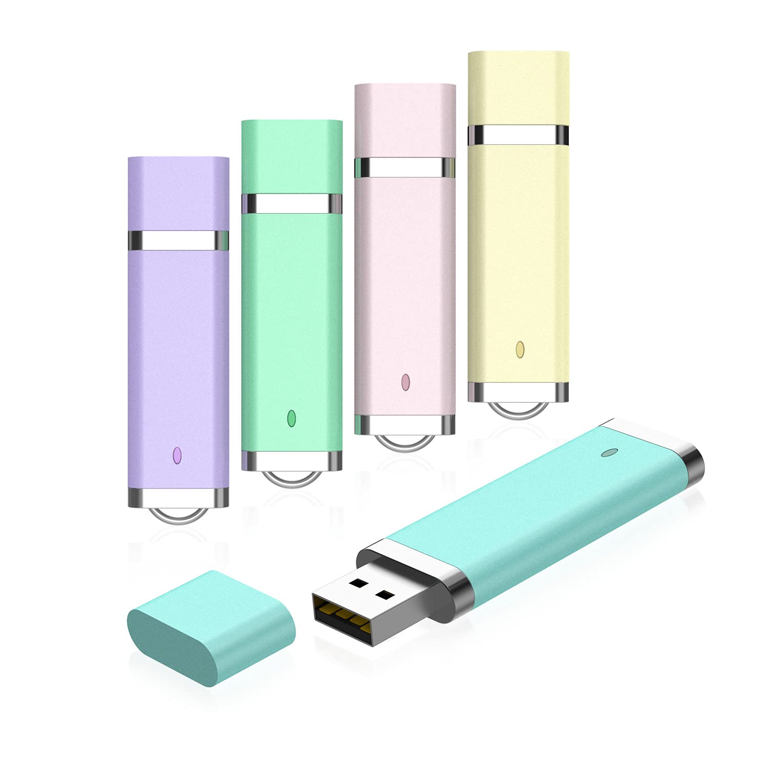 Sanfeya 5 Pack 32GB USB 2.0 Flash Drives, Multicolor Jump Drive Memory Sticks, Bulk Thumb Drives USB Sticks Pen Drives, 5 Color (Blue, Green, Pink, Purple, Yellow)