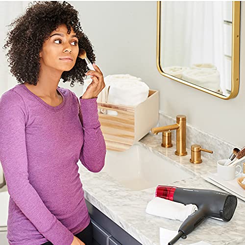 Panasonic Nanoe Hair Dryer, 1875 Watt Professional Blow Dryer for Smooth, Shiny Hair with 3 Attachments Quick Dry Nozzle, Diffuser and Concentrator Nozzle โ EH-NA65-K (Black/Pink), Black