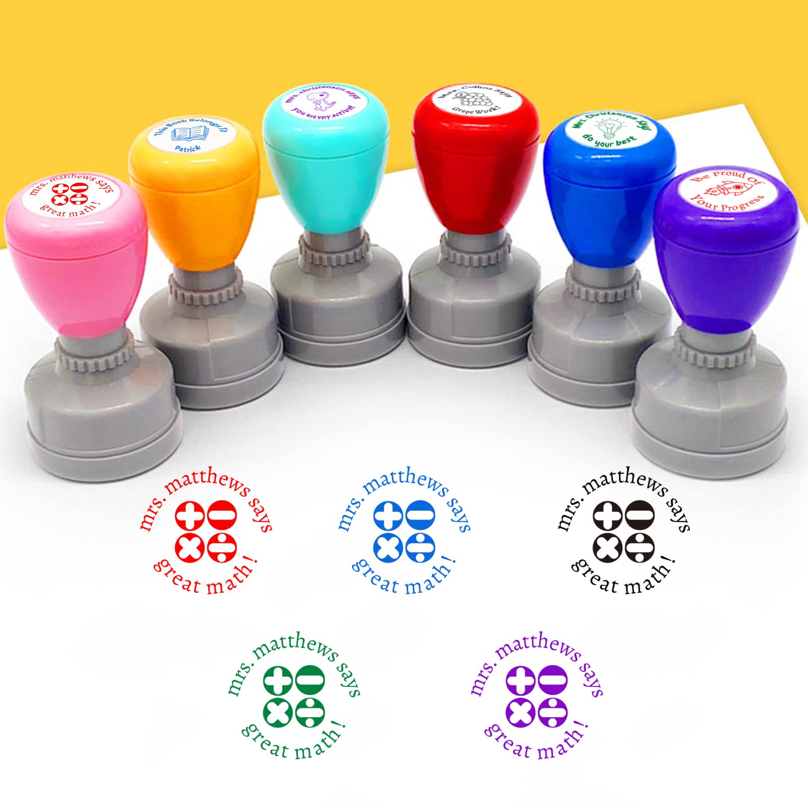 Personalize Custom Teacher Stamp for Grading Classroom Teachers Review Homework Feedback Colorful Stamps