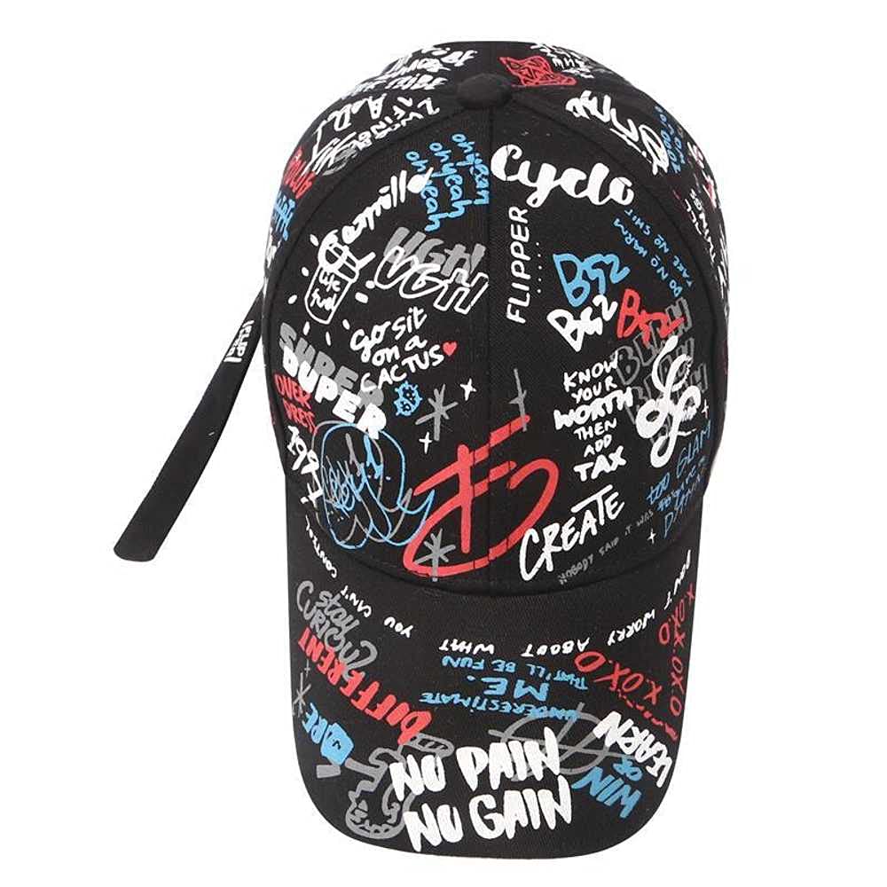 PUFK New Graffiti Printing Baseball Cap Fashion Trend Cap Long Tail Hip Hop Hat White