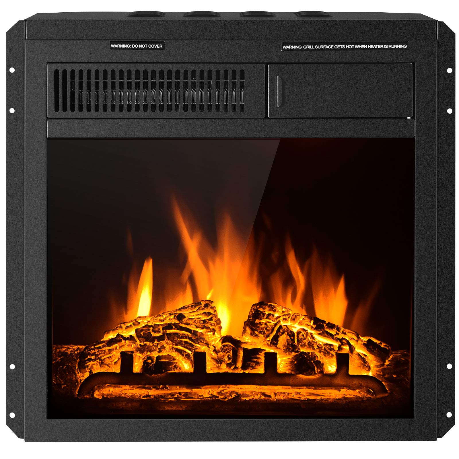 Tangkula 18 Inch Electric Fireplace Insert, Freestanding & Recessed Electrical Fireplace Heater with Remote Control, Adjustable Heater, 7 Log Hearth Flame Settings, Indoor Electric Stove Heater (18")