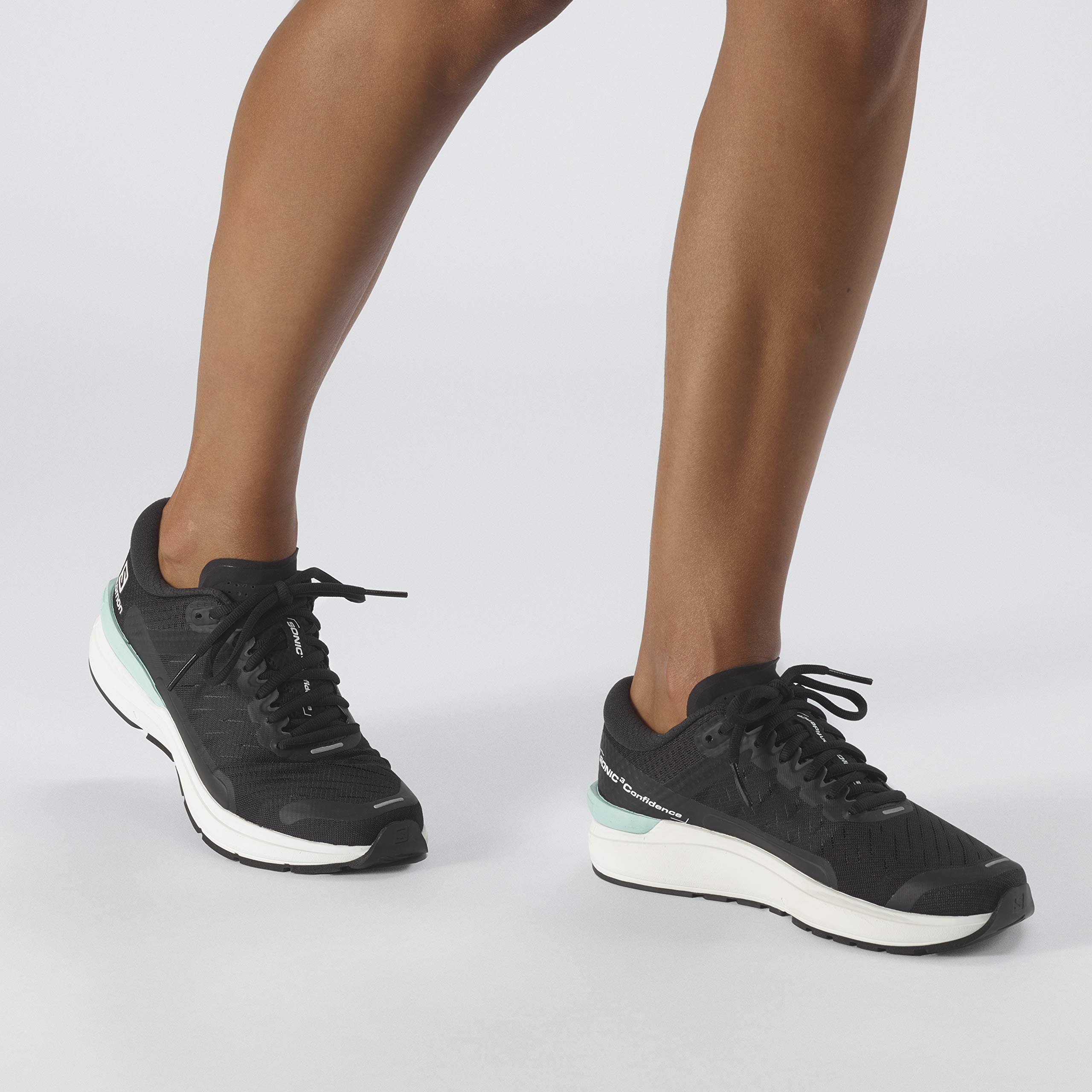 Salomon Sonic 3 Confidence Road Running Shoes for Women, Black/White/Quiet Shade, 10