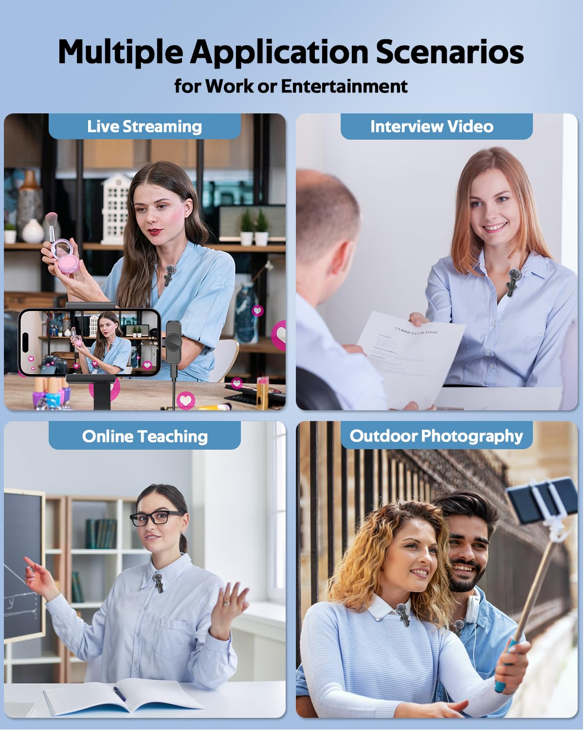 PUSEALON Wireless Lavalier Microphone for iPhone iPad, Professional Tiny Omnidirectional Cordless Lapel Microphone Wireless for iPhone Recording YouTube Interview TikTok Podcast