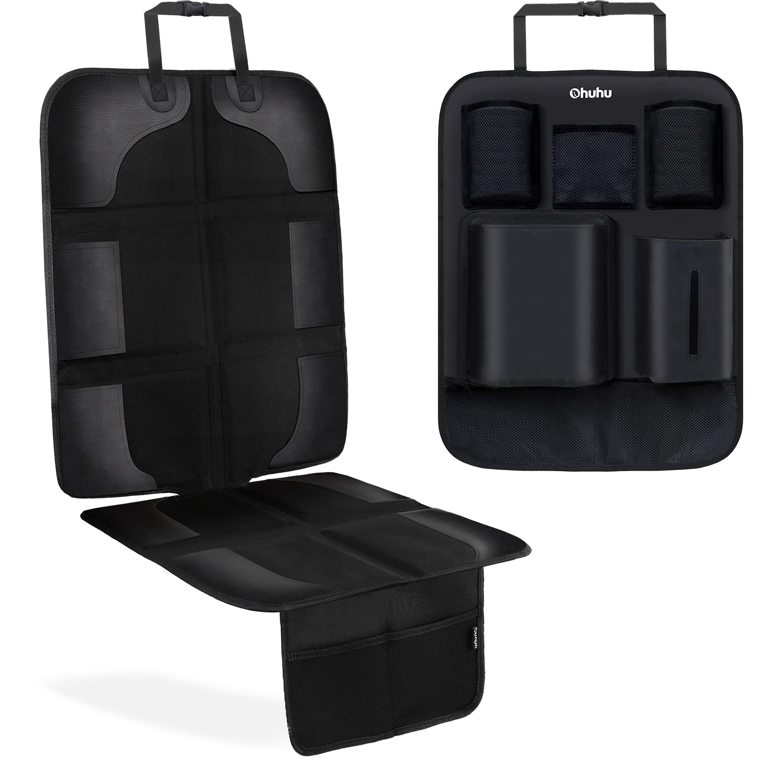 Ohuhu Car Seat Protector and Kick Mat, Thickest Auto Seat Cover for Carseats and Kids Kick Mats with Backseat Organizer