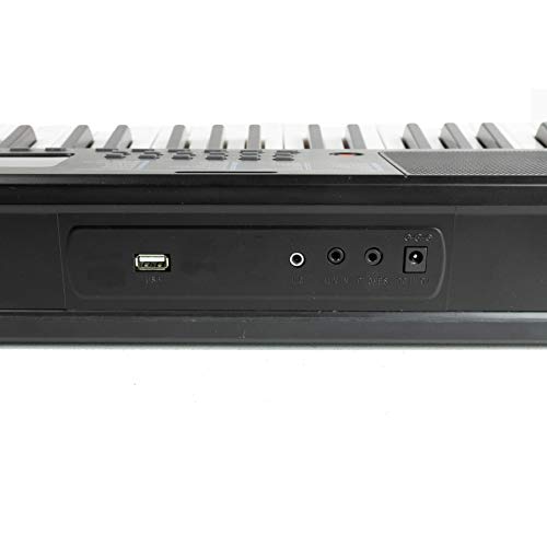 RockJam Compact 61 Key Keyboard with Sheet Music Stand, Power Supply, Piano Note Stickers & Simply Piano Lessons