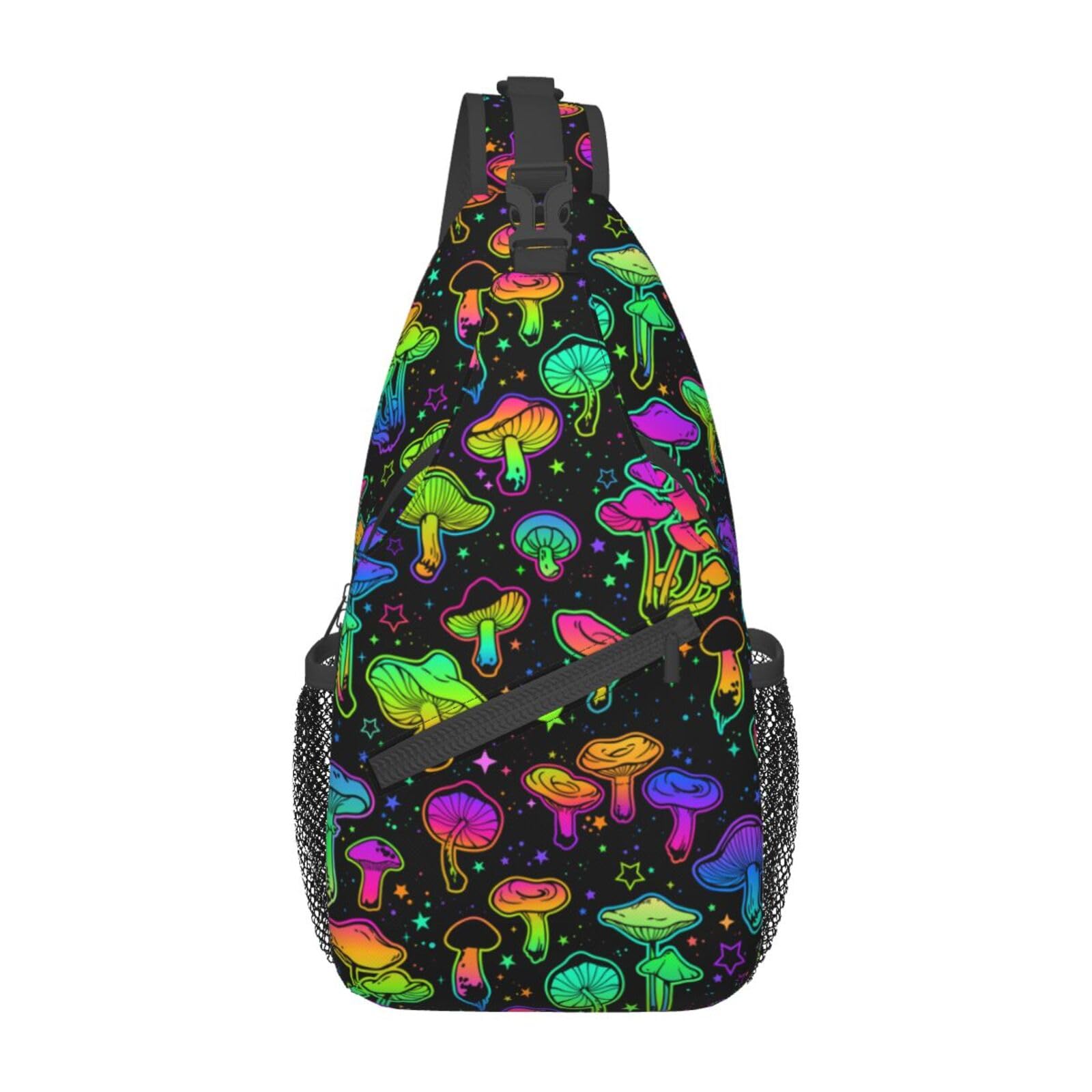 Suzqiub Mushroom Sling Bag Crossbody Backpack for Women Men Sling Backpack Casual Daypack for Hiking Travel