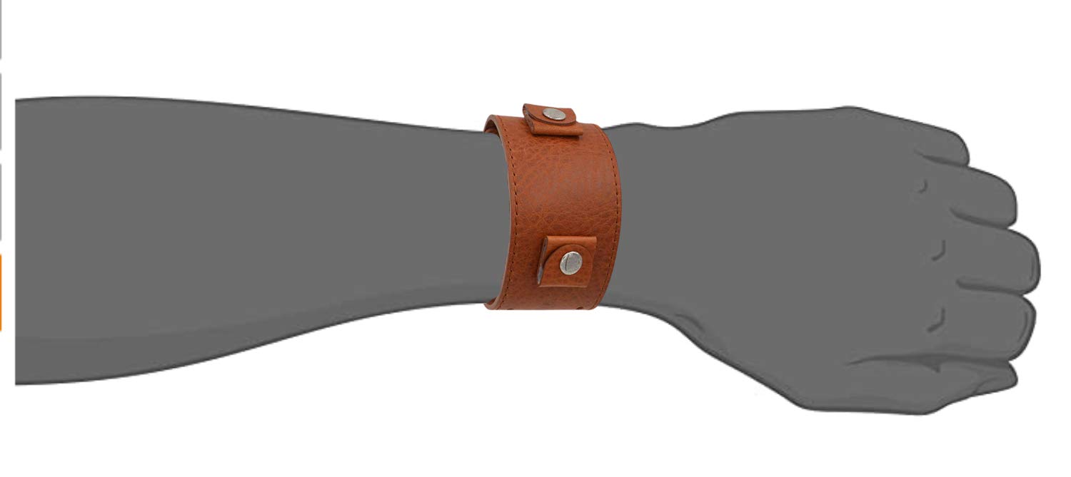 Rev Big Guy Italian Design 22mm Lug Width Wide Oily Cowhide Brown Leather Strap Cuff Watch Band BG-5