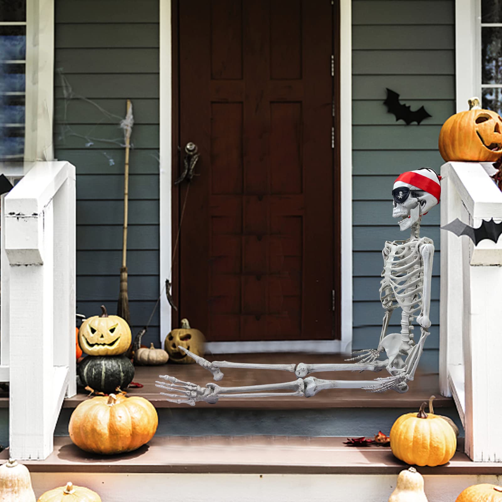 Skeleton Halloween Decor, 36'' Full Body Skeleton with Movable Joints, Posable Halloween Skeleton Decorations, Perfect for Haunted House Lawn Graveyard Yard Outdoor Indoor Party