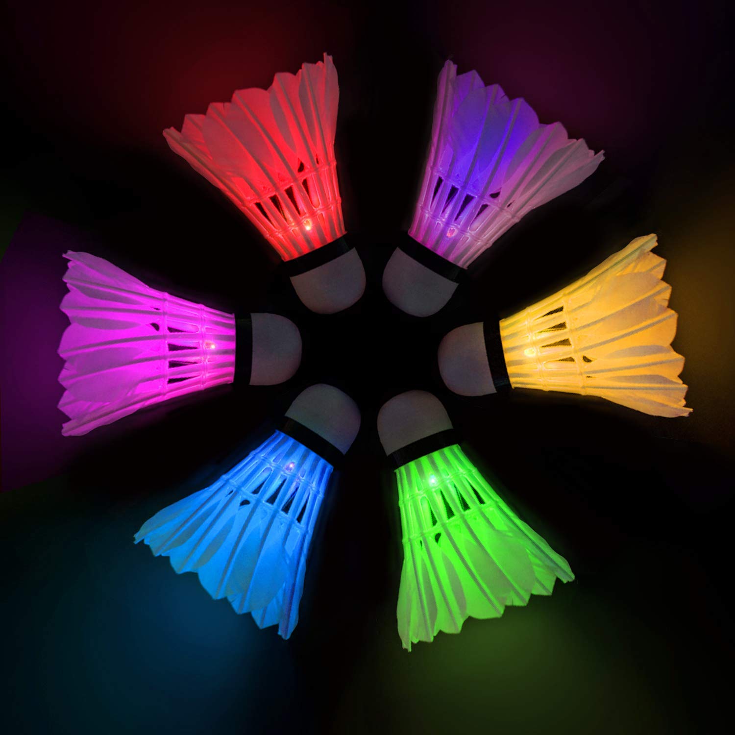 Ohuhu Shuttlecock, LED Birdies Badminton Glow in The Dark Lighting Badminton Birdies Goose Feather Shuttlecocks Light up for Outdoor Indoor Adults Sport Activities