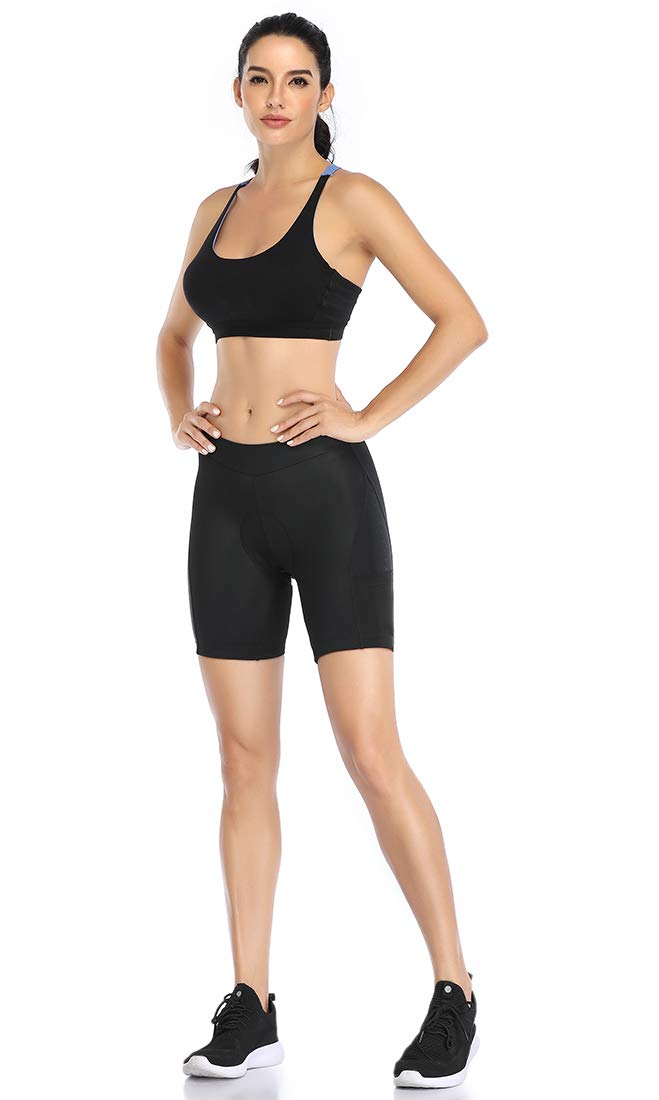 Santic Women Bike Shorts, 7" Breathable 4D Padded Women's Cycling Shorts with Pocket